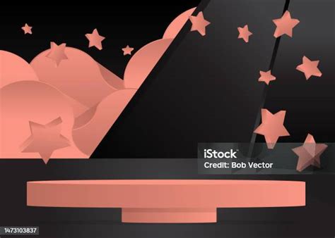 블랙과 라이트 레드 실린더 무대 쇼케이스 프레젠테이션을 위한 현실적인 받침대 연단 3d 벡터 룸 모형입니다 추상 최소한의 기하학적 제품 표시 양식 빈 장면 0명에 대한 스톡