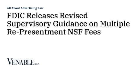 Fdic Releases Revised Supervisory Guidance On Multiple Re Presentment