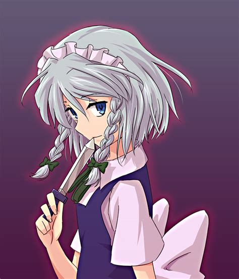 Safebooru Braid Bust Flat Chest Hairband Izayoi Sakuya Kannari Knife