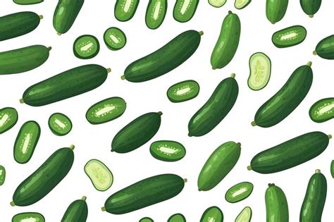 Seamless Cucumber Pattern On White Background Generative Ai Premium Ai Generated Image