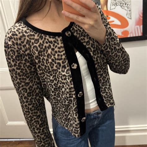 Cheetah Print Cardigan Size 10 Depop