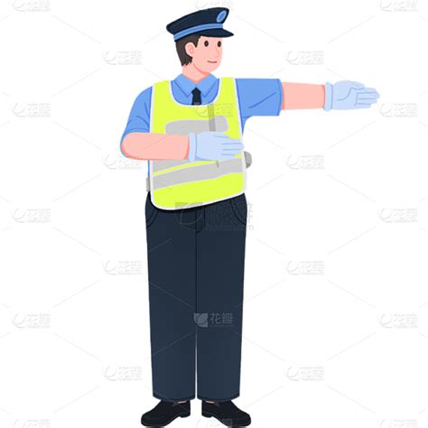 交通安全元素交警指挥手势贴纸3
