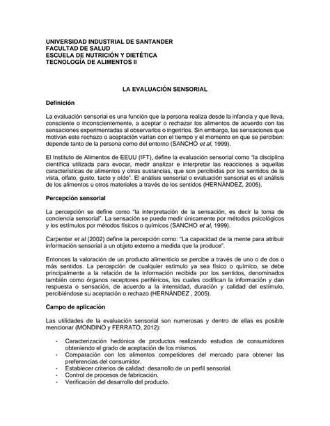 Solution Evaluaci N Sensorial Studypool