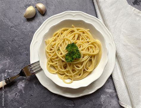 Spaghetti Pasta With Garlic And Olive Oil Also Known In Italy As