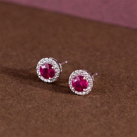 Ruby Halo Diamond Earrings Fujimori Kajita