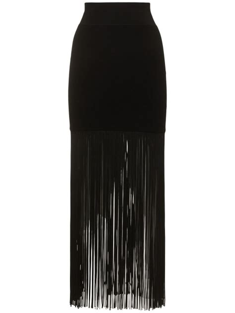Fringed Knit Long Skirt Galvan Women Luisaviaroma