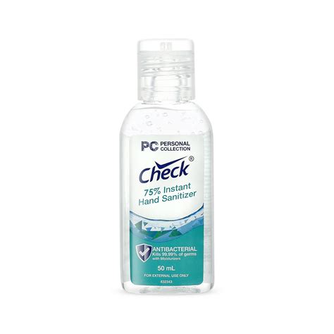 check 75 instant liquid hand sanitizer 50ml pc starter