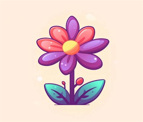 Una Flor De Dibujos Animados Con Un Fondo Rosa Foto Premium