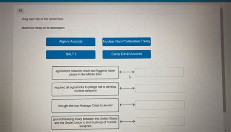 Solved 15 Drag Each Tile To The Correct Box Match The Treaty To Its Description Algiers