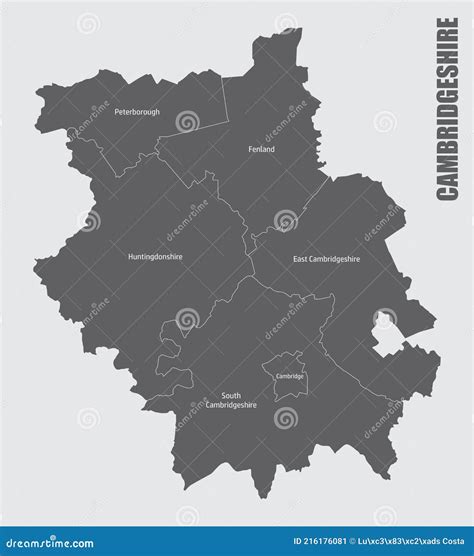 Cambridgeshire County Administrative Map Stock Vector Illustration Of