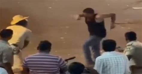 Video Karnataka Man Shot At By Cops He Was Threatening Locals With Knife
