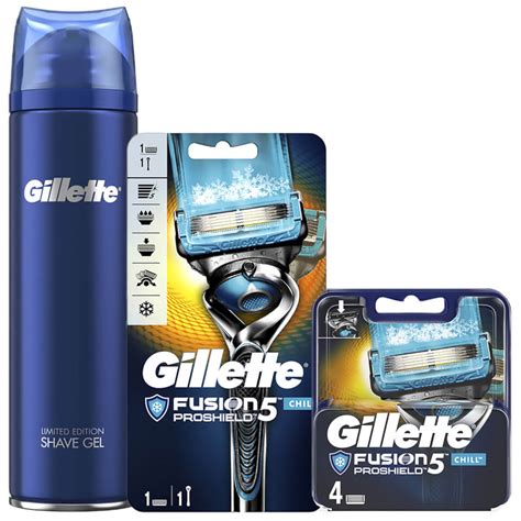 Fusion Men S ProShield Chill Bundle Razor Handle Count Blade And Shave Prep Ml Gillette