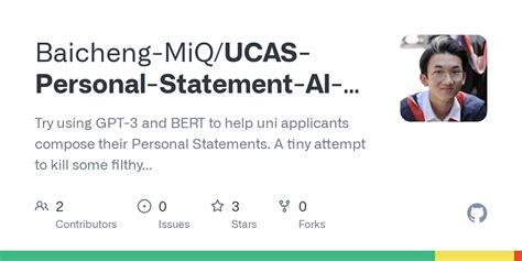 GitHub Baicheng MiQ UCAS Personal Statement AI Editor Try Using GPT