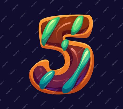 Cartoon Number Five Chocolate Candy With Drips Premium Ai Generated