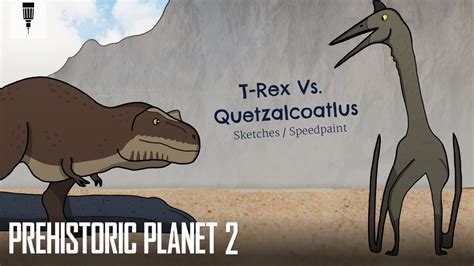 T Rex Vs Quetzalcoatlus Sketches Speedpaint Prehistoric Planet 2