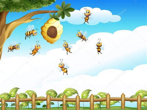 Ilustracion De Dibujos Animados La Abeja Y Un Panal De Abejas Y Mas Images