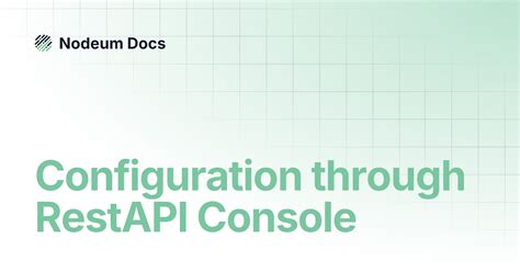 configuration through restapi console nodeum docs