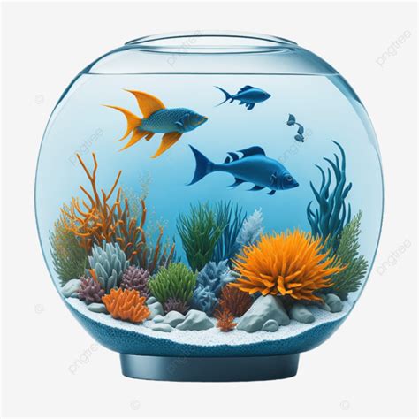둥근 유리 수족관 3d 렌더링의 산호와 물고기 산호와 물고기 둥근 유리 수족관에 3d 렌더링 Png 일러스트 및 이미지 에