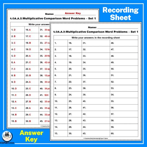Multiplicative Comparison Word Problems Task Cards Set 1 ExperTuition