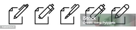 종이 문서 아이콘입니다 파일 아이콘 선형 파일 아이콘 메모장은 연필 아이콘으로 문서를 편집합니다 연필 아이콘 가입 아이콘 연필과 종이 벡터 아이콘입니다 0명에 대한 스톡
