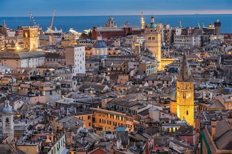 Premium Photo View Of The Old Town Of Genoa With Its Monuments And