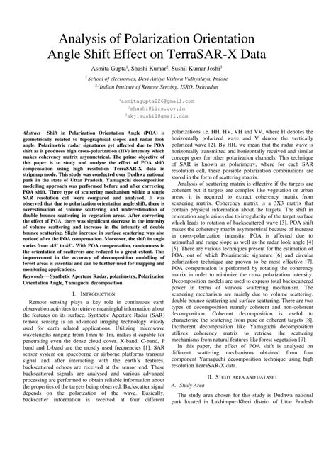 Pdf Analysis Of Polarization Orientation Angle Shift Effect On