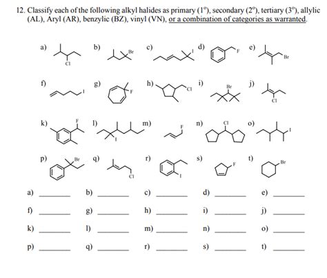 Solved 12 Classify Each Of The Following Alkyl Halides As Chegg