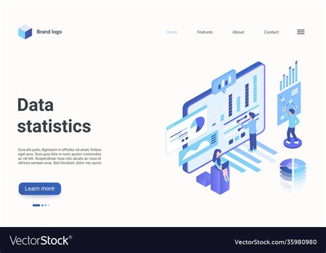 Data Statistics Visualization Isometric Landing Vector Image