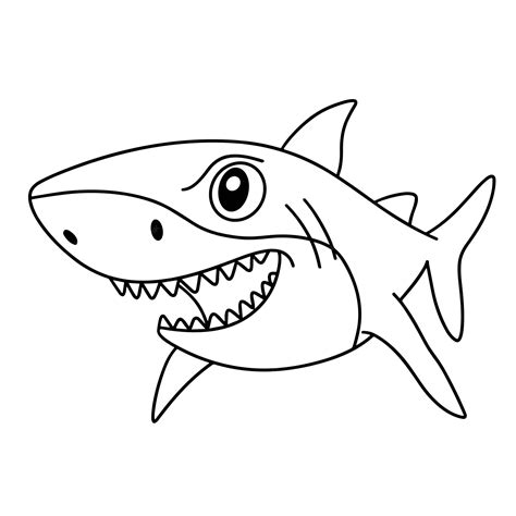 색 바탕에 고립된 상어 윤 만화 스타일의 두들 상어 손으로 그린 터 아트 프리미엄 벡터