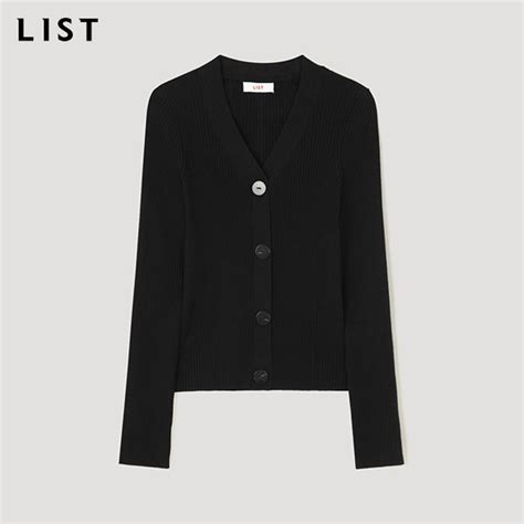 포스티 골지 버튼 브이넥 니트tskpom72540bk