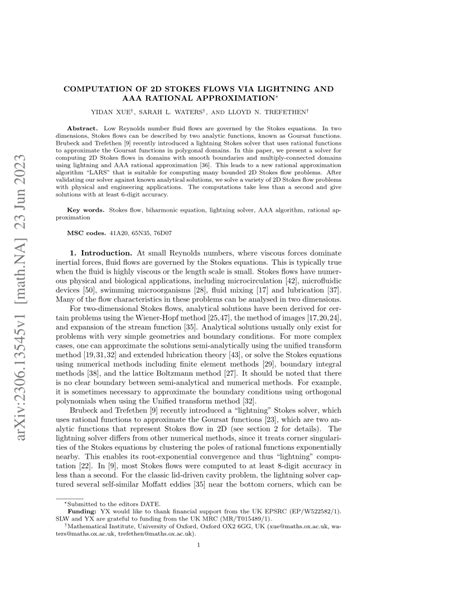PDF Computation Of 2D Stokes Flows Via Lightning And AAA Rational
