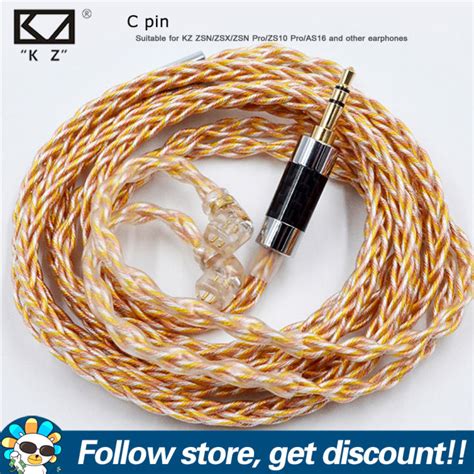 KZ Earphone Replaceble Cable Gold Silver Copper Mixed Upgrade Earbuds ...