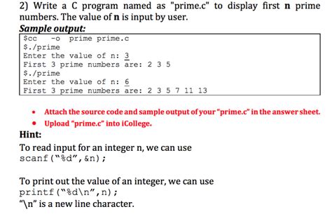 Solved Write A C Program Named As Prime C To Display Chegg