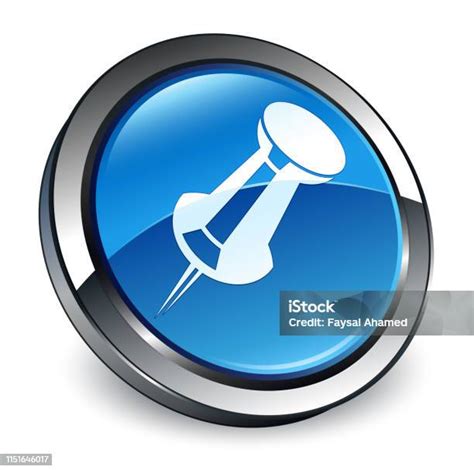 按針圖示3d 藍色圓形按鈕向量圖形及更多圓形圖片 圓形 圖示 圖釘 Istock
