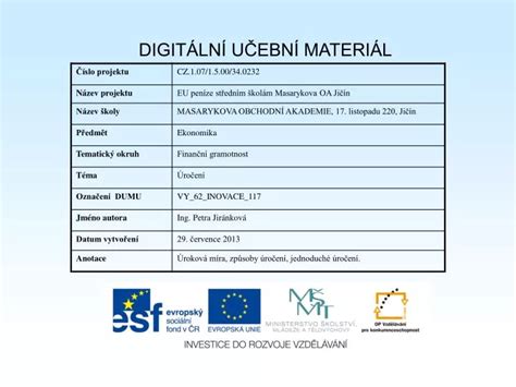 PPT DIGITÁLNÍ UČEBNÍ MATERIÁL PowerPoint Presentation free download ID