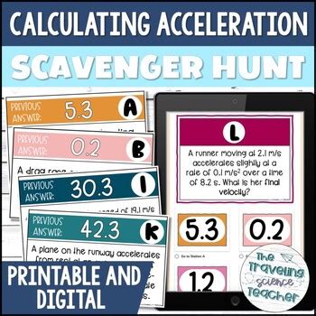 Acceleration Velocity Time Calculation Practice Activity TPT