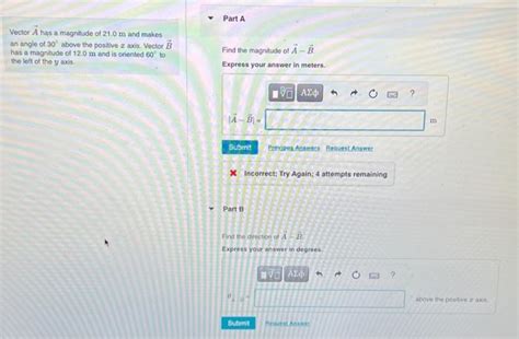 Solved Vector A Has A Magnitude Of M And Makes An Angle Chegg