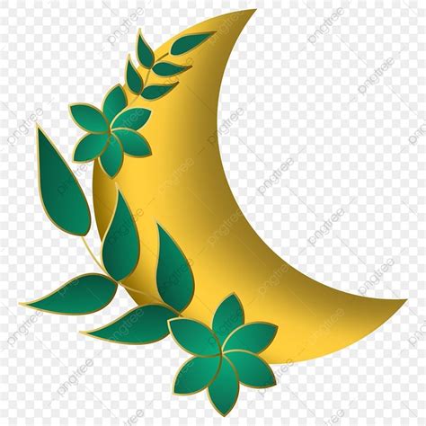Crescent Moon Clipart Vector Islamicislamic Crescent Moon And Leaves
