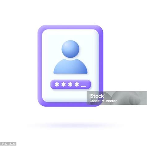 Ikon Halaman Login 3d Simbol Pendaftaran Formulir Kata Sandi Otentikasi