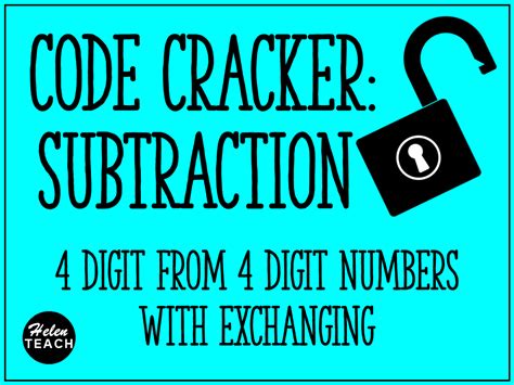 Subtraction Code Cracker Worksheet 4 Digit From 4 Digit With