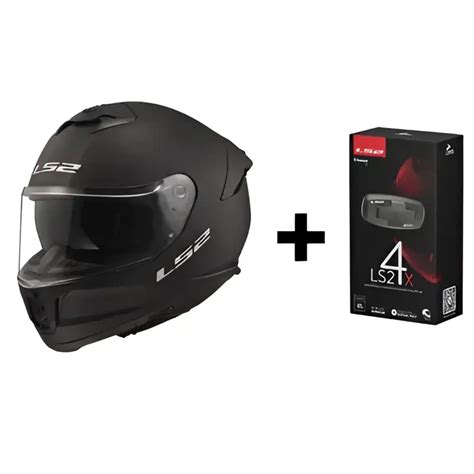 Ls2 Stream Ii Svart Hjelm Med Cardo Freecom 4x Leks Motor As