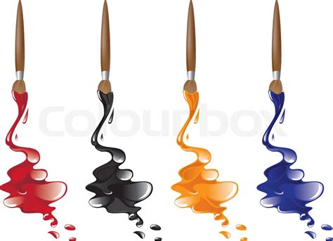 Vier Pinsel Mit Farbe Stock Vektor Colourbox