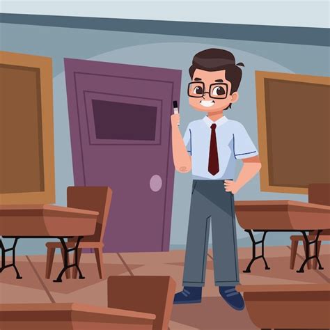 Enseignant De Sexe Masculin En Classe Vecteur Premium