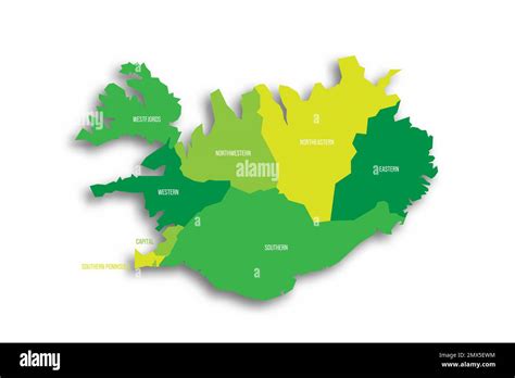 Iceland Political Map Of Administrative Divisions Stock Vector Image