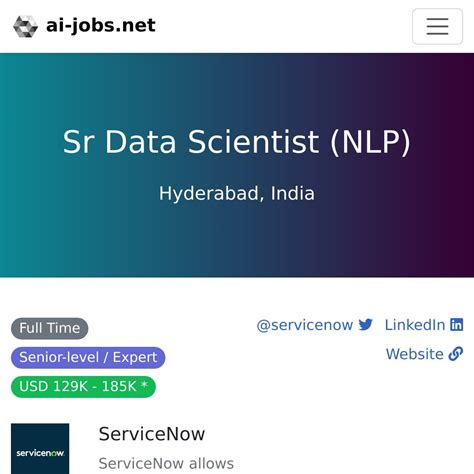 Hiring Sr Data Scientist Nlp In Hyderabad India Raimljobs