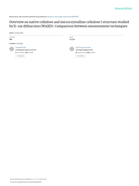 Overview On Native Cellulose And Microcrystalline Pdf