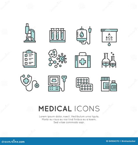 Set Of Medical Diagnostic Icons And Objects Stock Illustration