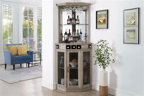 Haaken Corner Bar Buffet And Hutch Grey