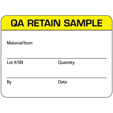 Qa Retain Sample Material Quality Control Label 2 38 X 1 34