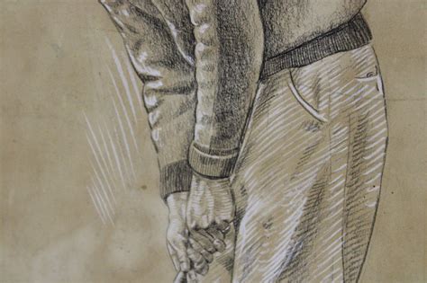Lot Detail Original Pencil And Chalk On Board Sketch Of Putting Golfer